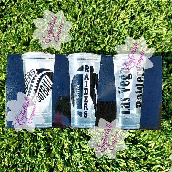 Handmade/Custom | Dining | New 3pc Custom Las Vegas Raiders Shot Glass ...